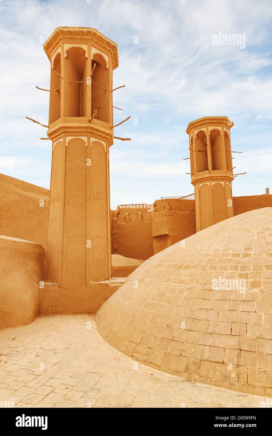 Wonderful view of traditional Iranian windcatcher towers in the ...