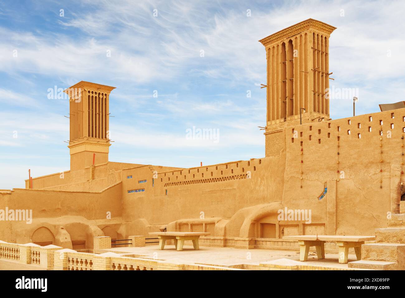 Wonderful view of traditional Iranian windcatcher towers in the ...