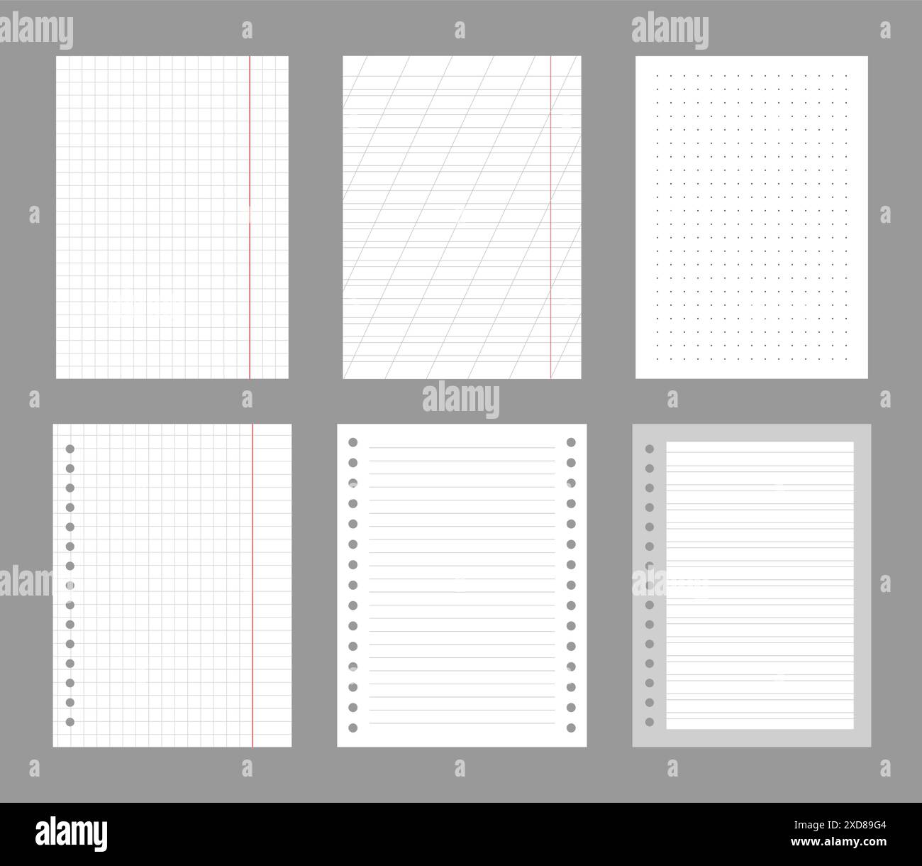 Set of notebook sheets isolated on gray background. Realistic white ...