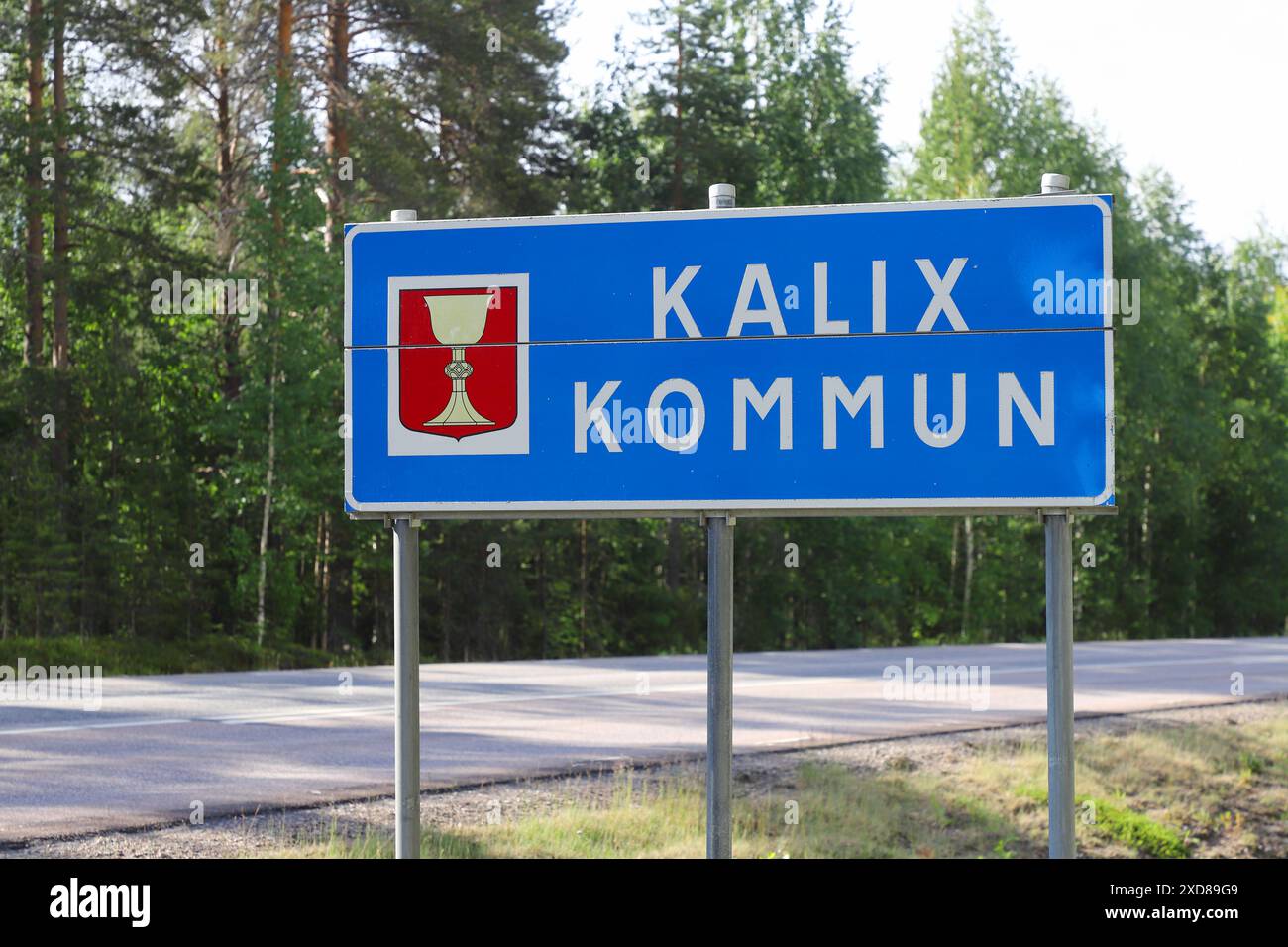 Kalix, Sweden - June 17, 2024: The Kalix municipality border road sign ...