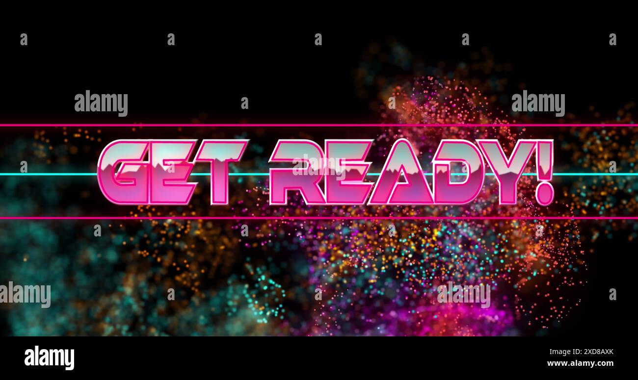 Image of get ready text over colorful shapes on black background Stock ...