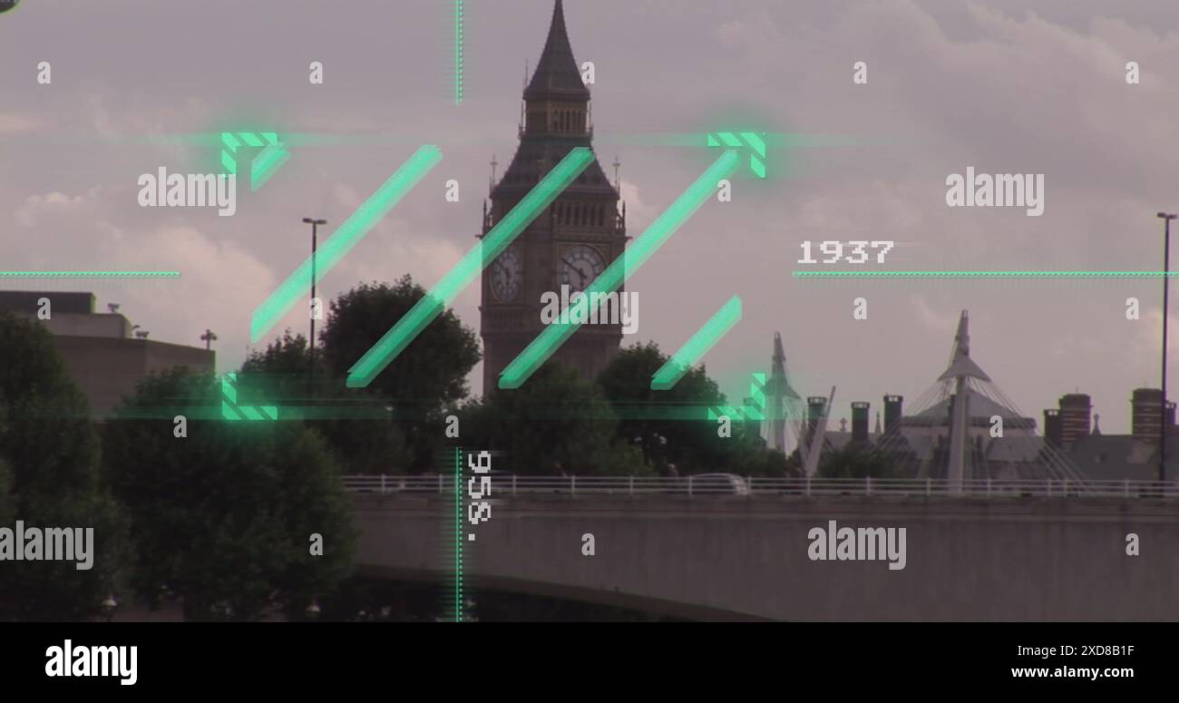Image of green scanner scanning against view of big ben tower and ...