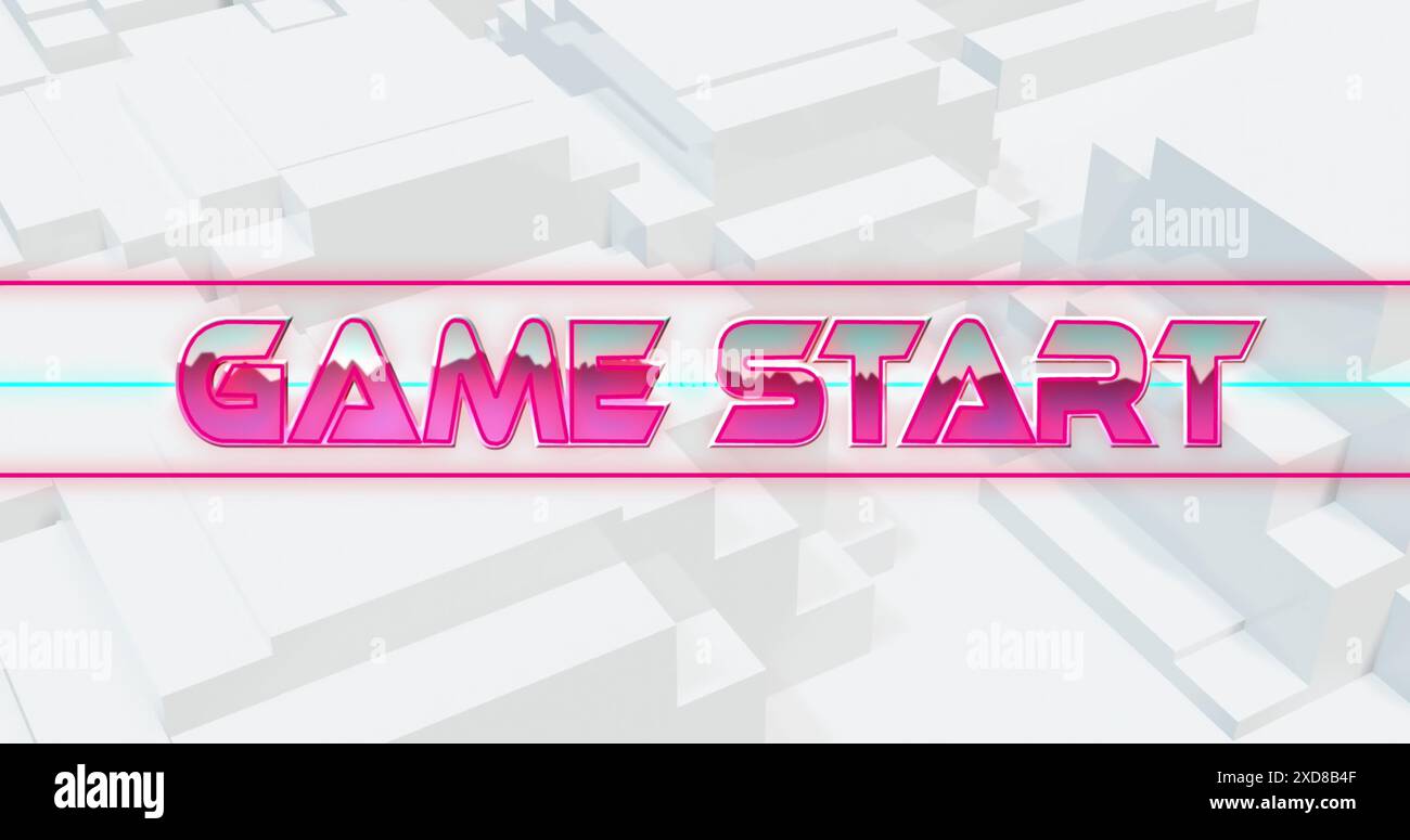 Image of game start text over neon lines with 3d background Stock Photo ...