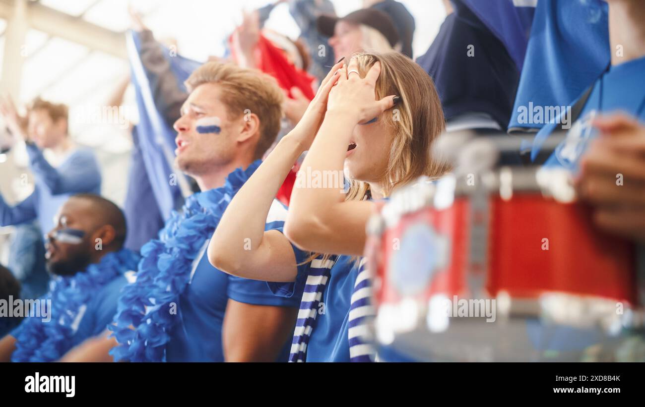 Sport Stadium Big Event Tribune: Crowd of Real Fans Cheer for their ...