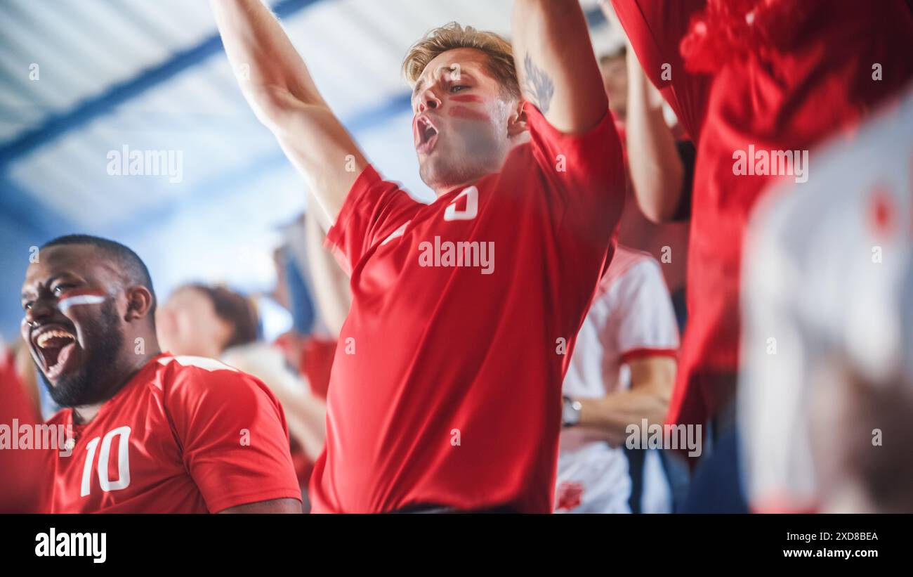 Sport Stadium Sport Event: Intense Caucasian Man Cheering, Whistling ...