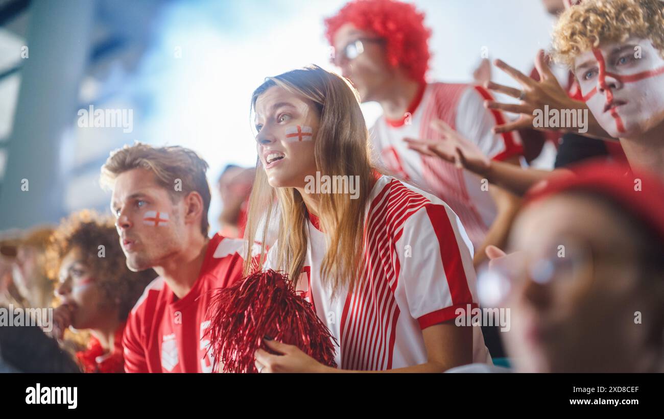 Sport Stadium Sport Event: Beautiful Cheering Girl. Crowd of Fans with ...