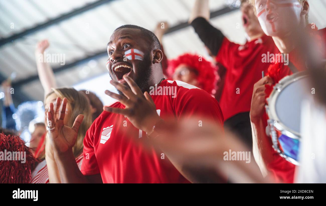 Sport Stadium Big Event: Handsome Expressive Black Man with Painted ...