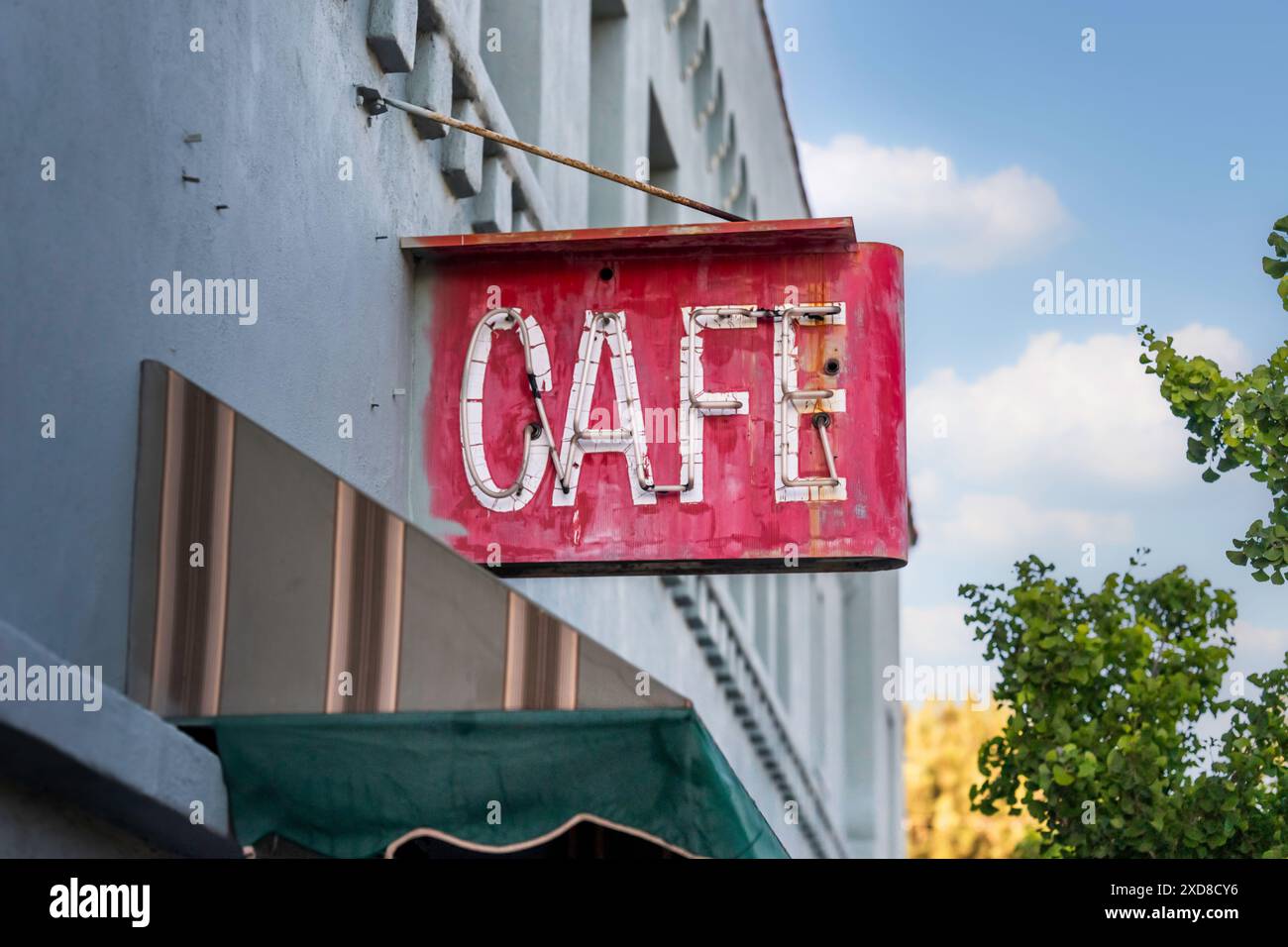 Red Cafe Sign - Day Stock Photo - Alamy