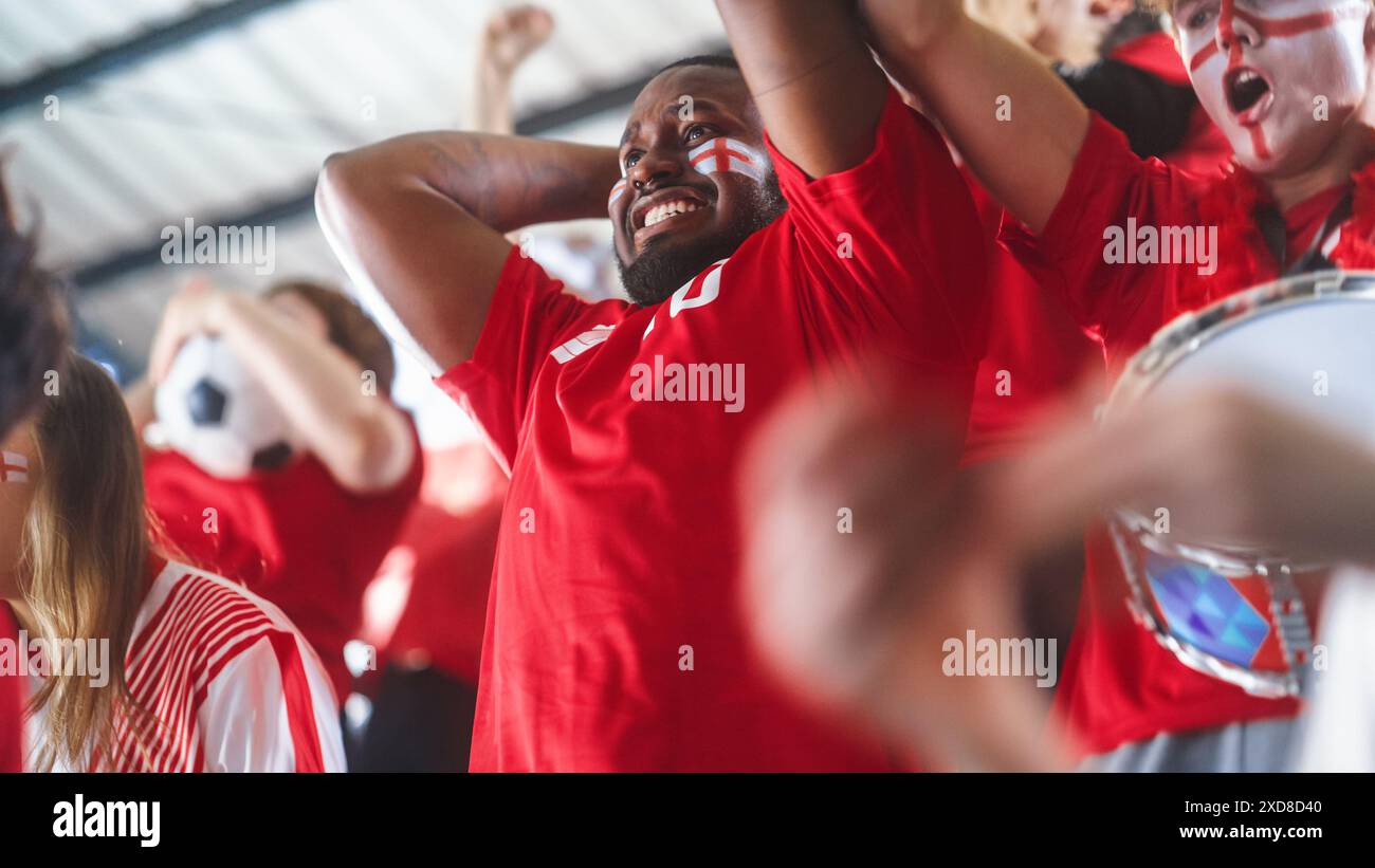 Sport Stadium Sport Event: Close-up Portrait of Handsome Black Man with ...