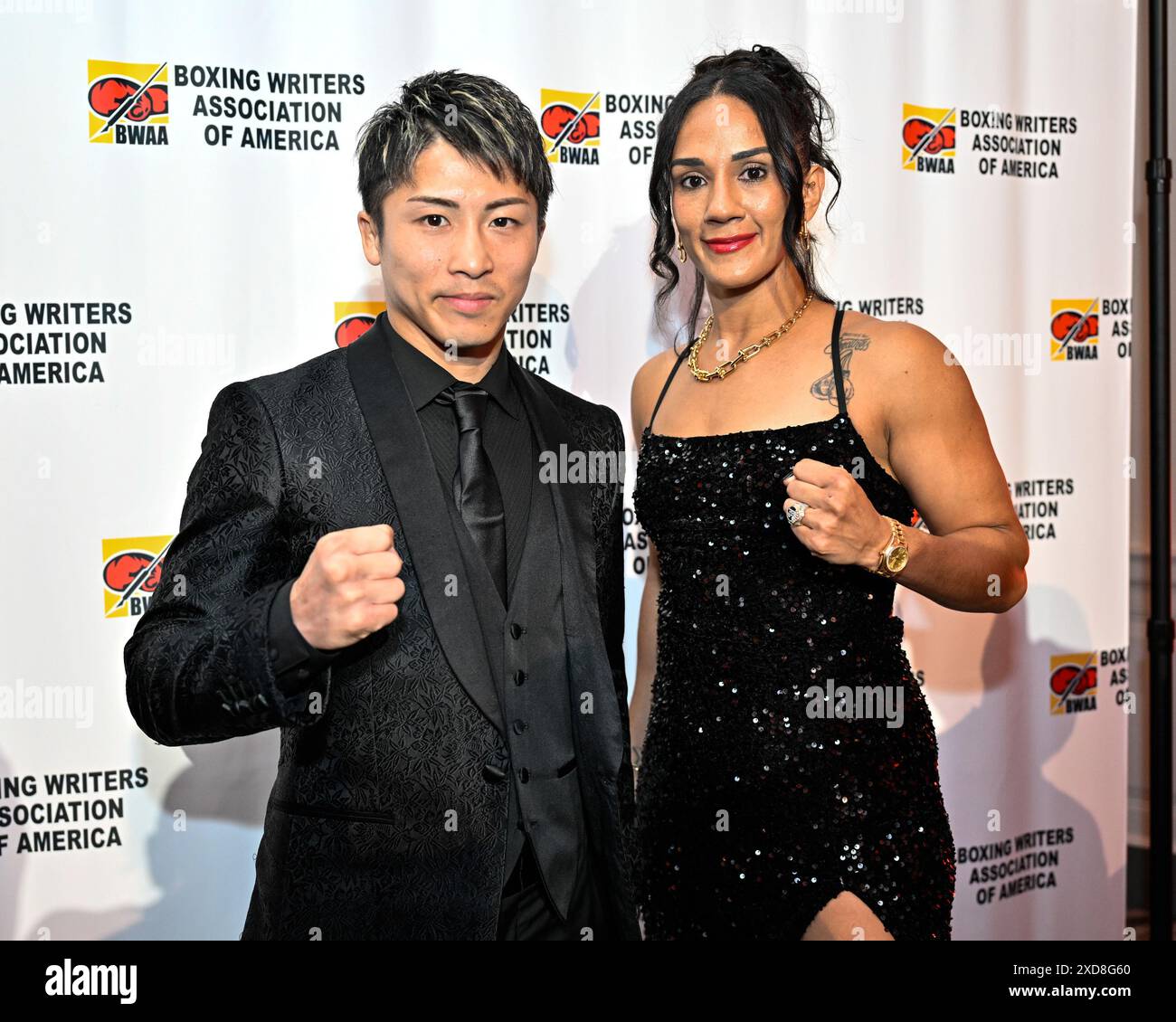 Naoya Inoue (L), world super bantamweight champion, of Japan and Amanda ...