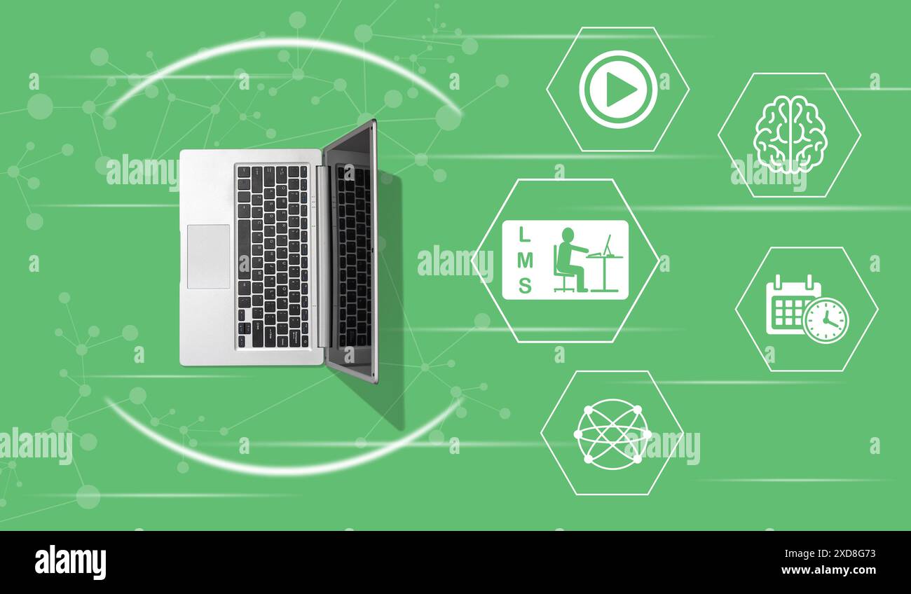 Top view of laptop with symbol of lms concept Stock Photo - Alamy