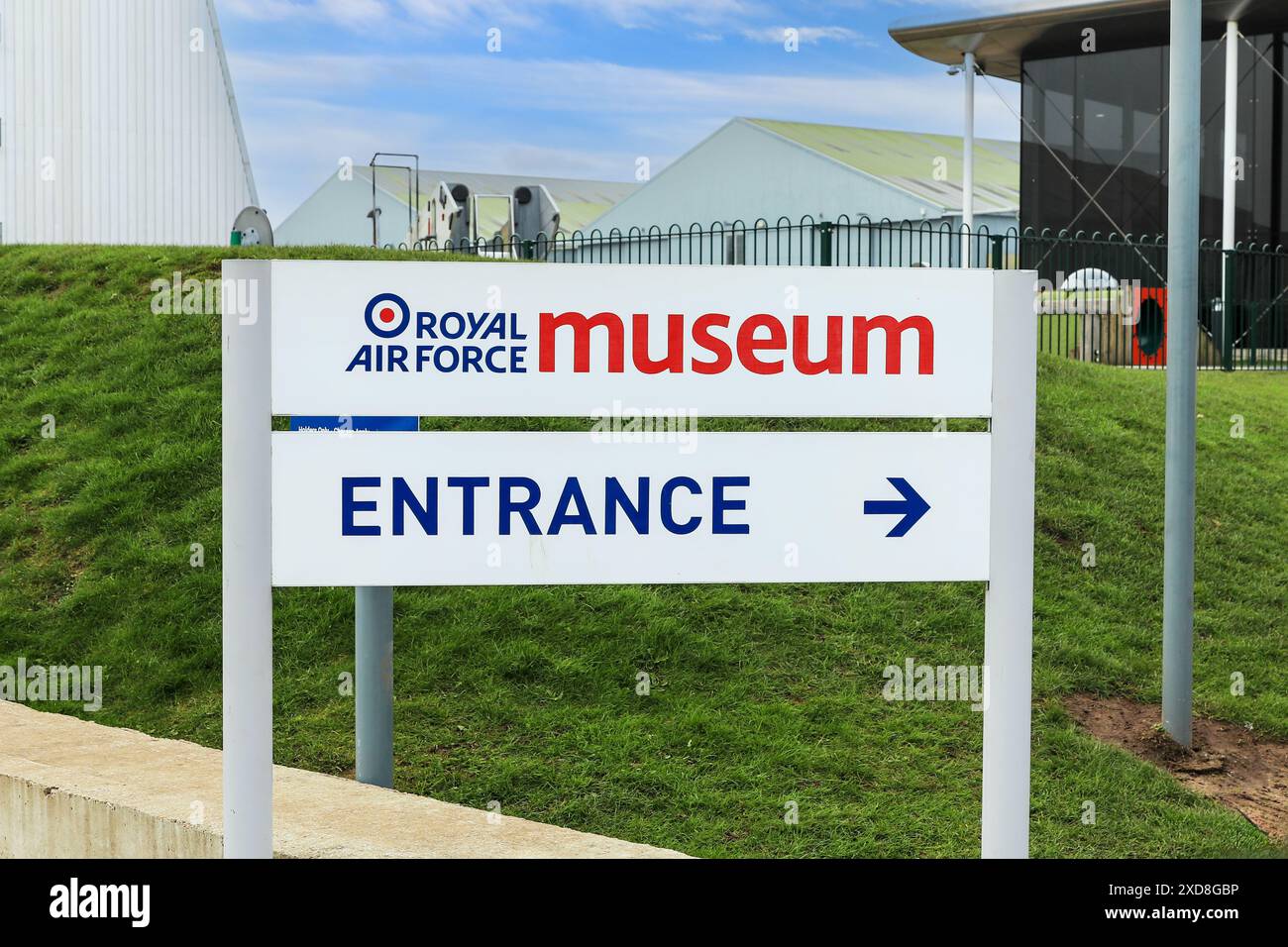 A sign at the entrance to the Royal Air Force Museum Midlands, Cosford ...