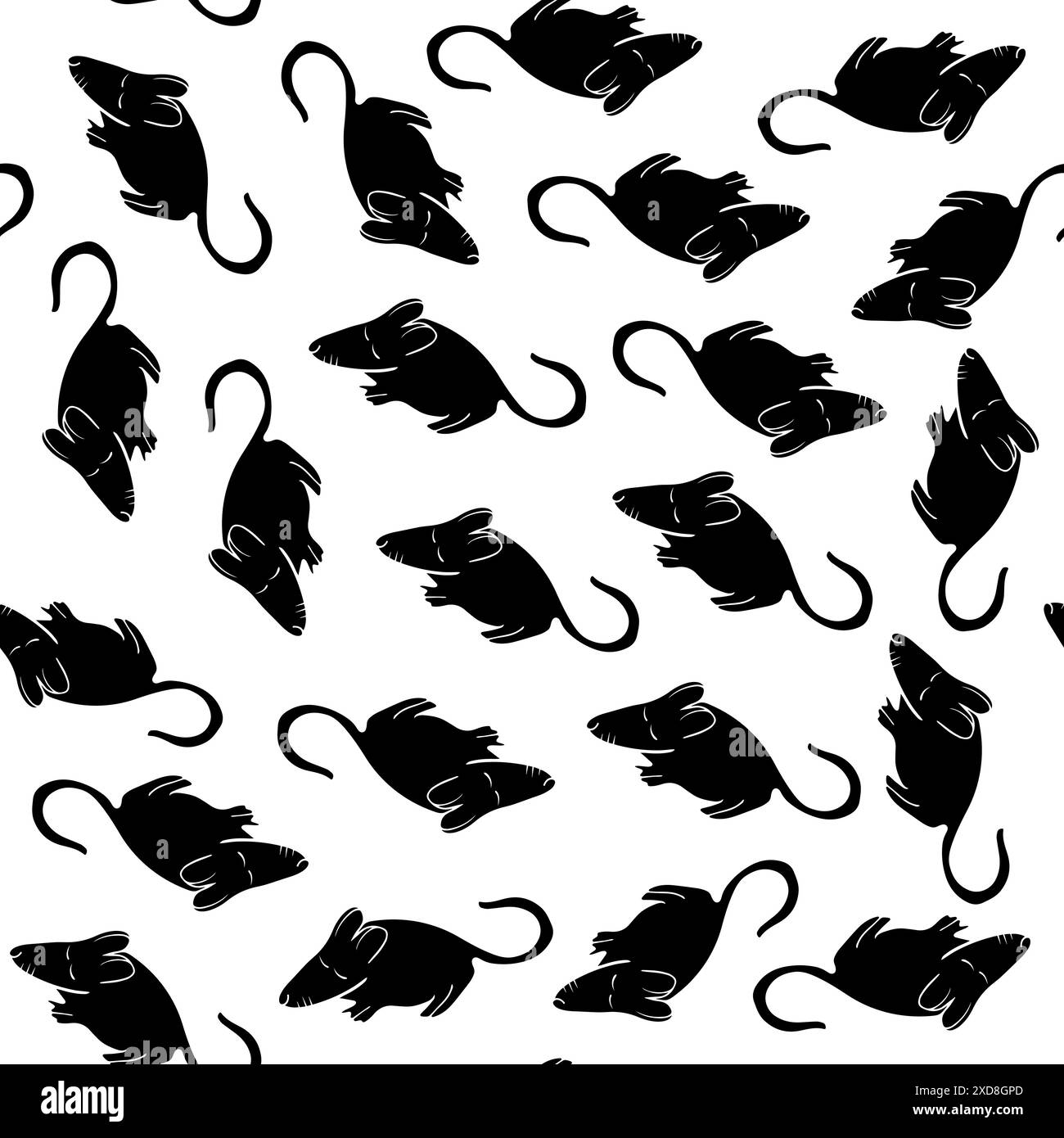 Vector isolated illustration of pattern with mice. Black and white ...