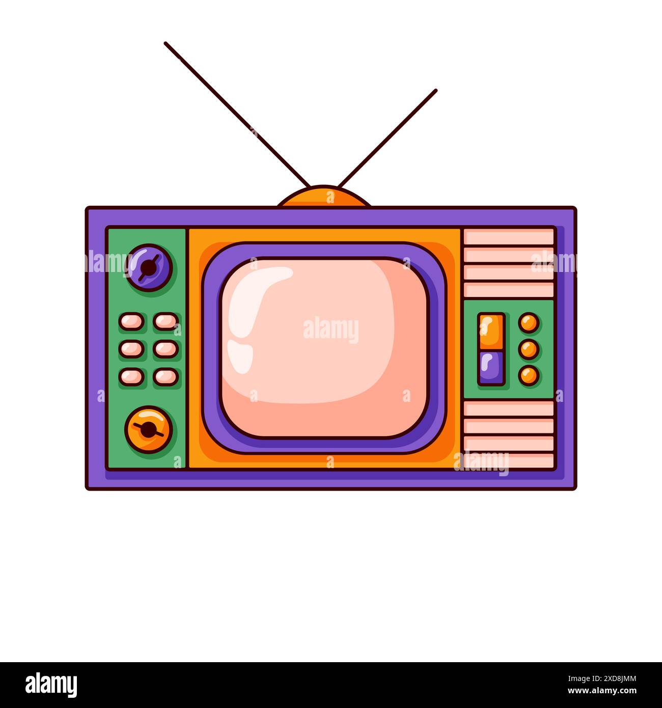 Vintage TV pop in cartoon style. Old tube retro television. Vector ...