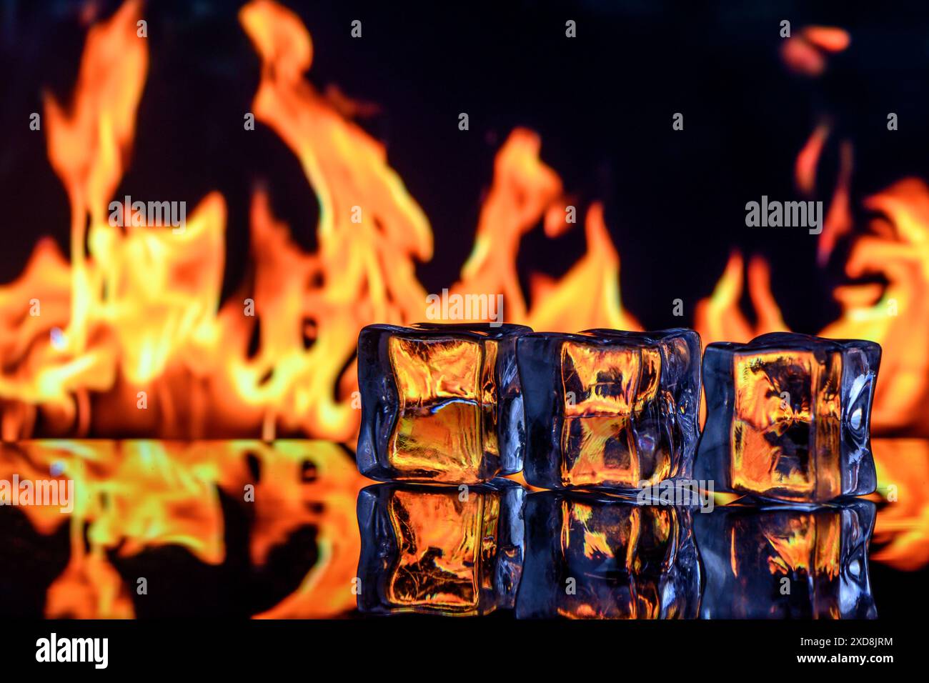 studio photography of a burning ice crystal and smoke in black ...