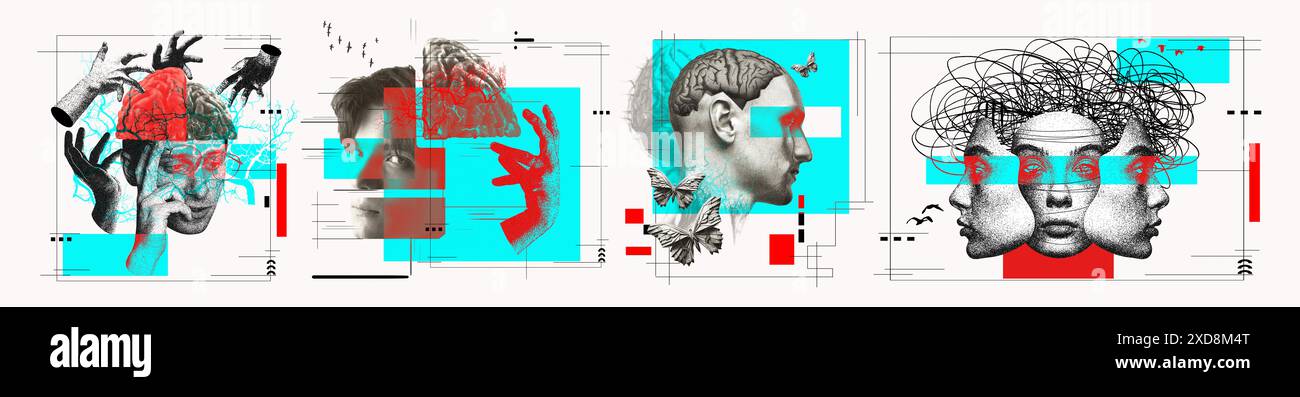 Contemporary art collage. Art for mental health clinics, illustrating ...