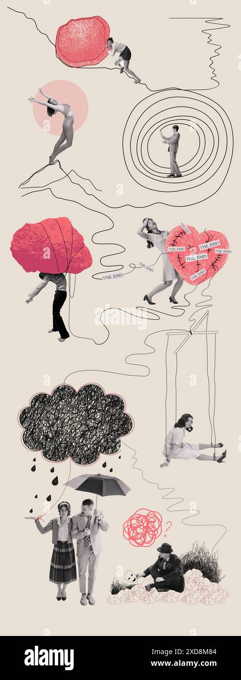 Contemporary art collage. Mental health awareness, highlight common ...