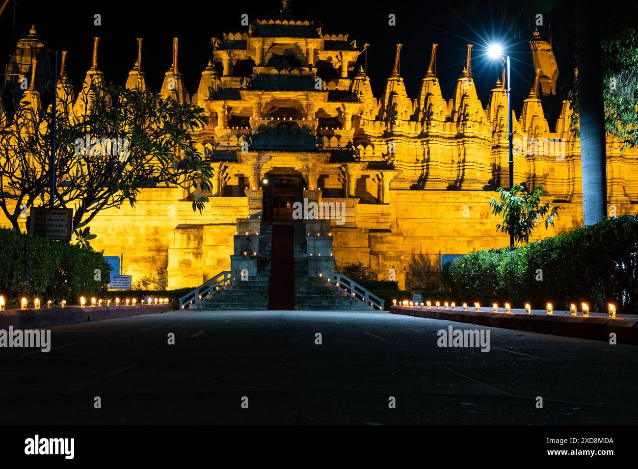 illuminated ancient unique temple architecture at night from different ...