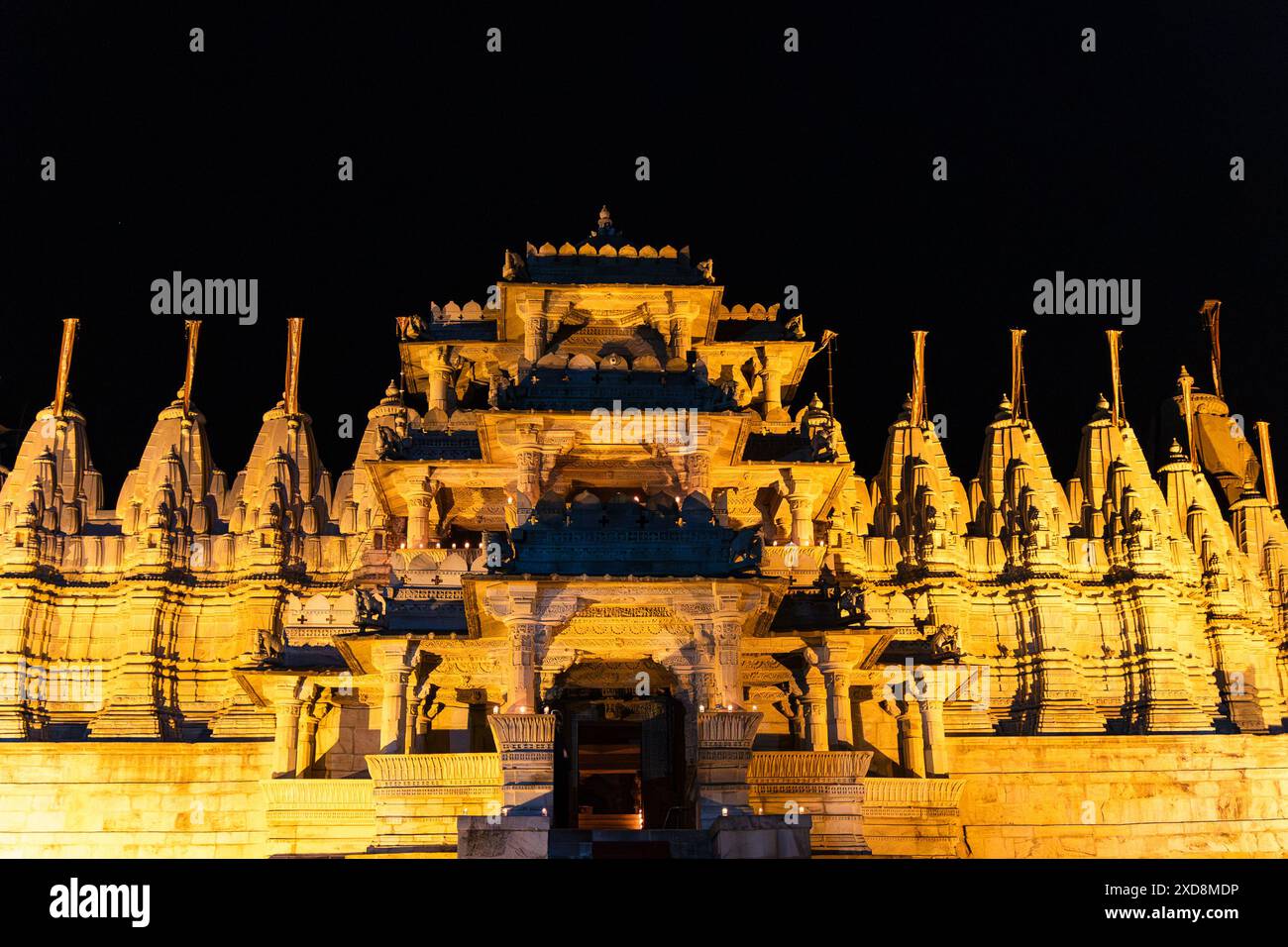 illuminated ancient unique temple architecture at night from different ...