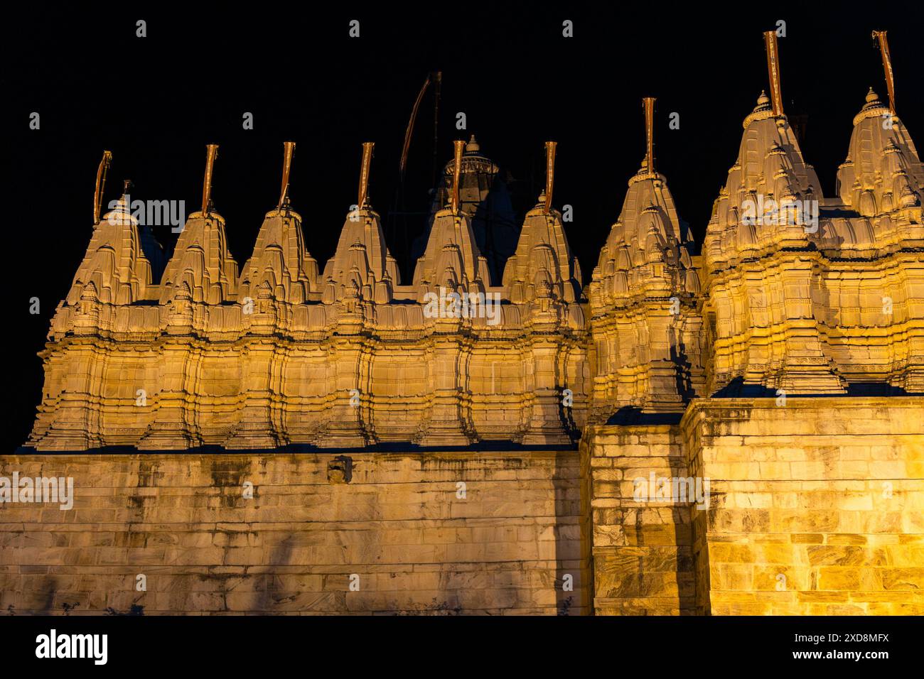 illuminated ancient unique temple architecture at night from different ...
