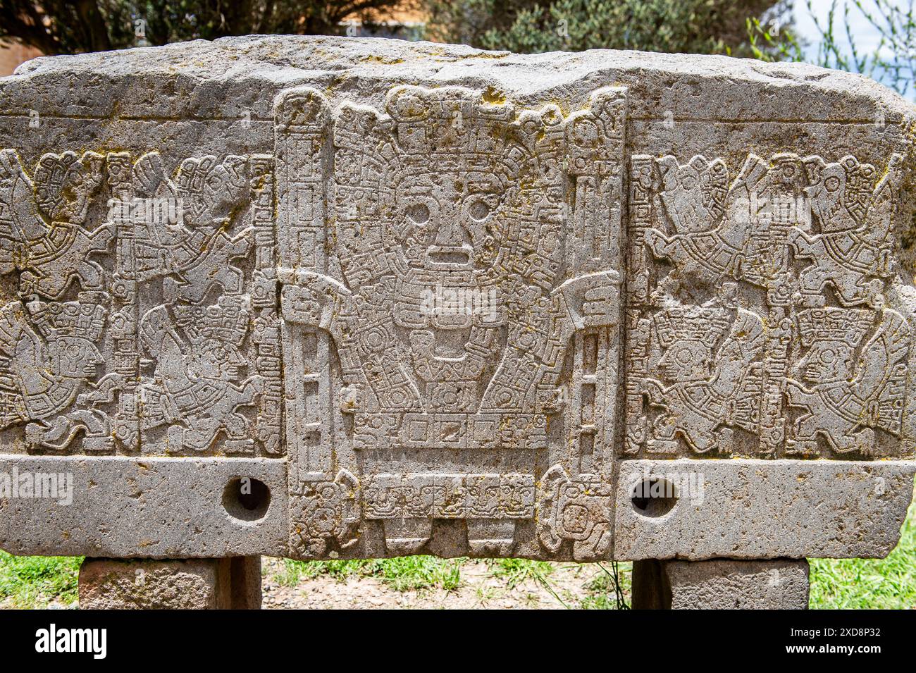 carved stone in tihuanacu, bolivia Stock Photo - Alamy