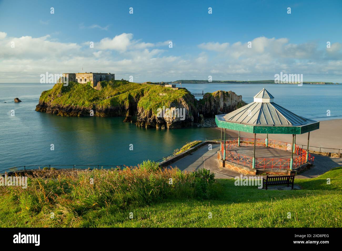 Bandstand on Castle Hill in Tenby, Pembrokeshire, Wales. St Catherine's ...
