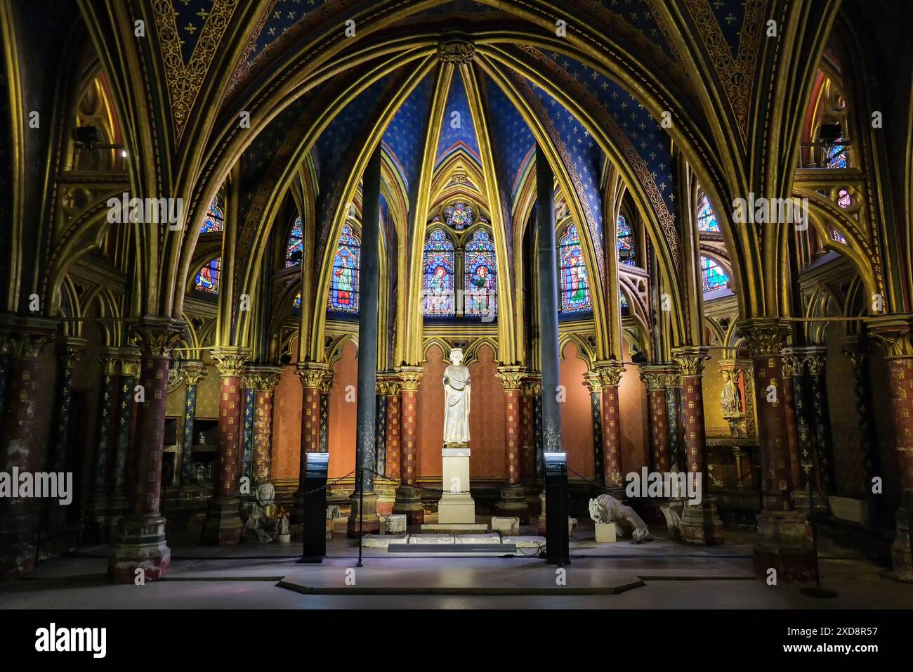 Vault of the apse of the lower chapel of Sainte-Chapelle cathedral with ...
