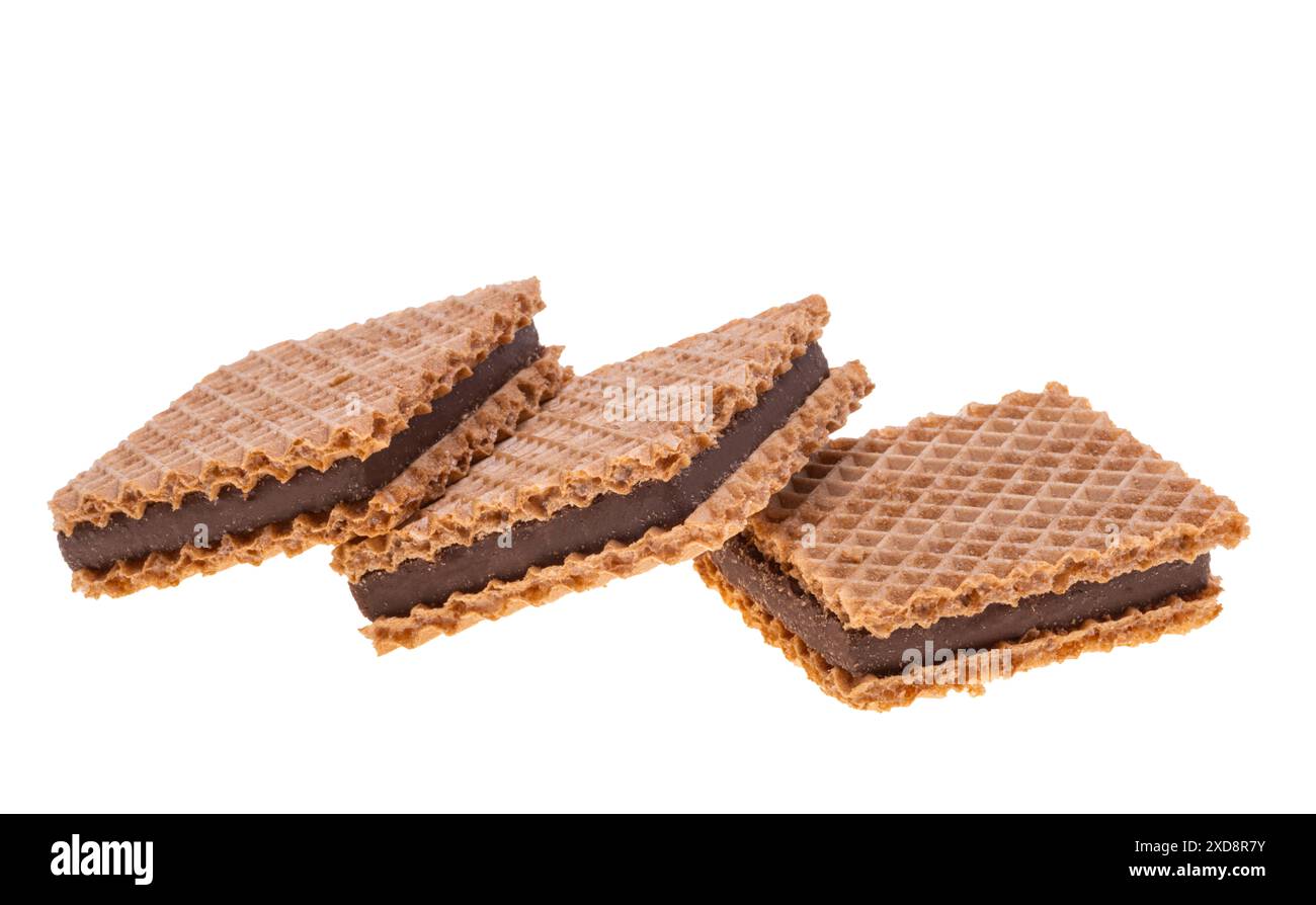 chocolate square wafers isolated on white background Stock Photo - Alamy