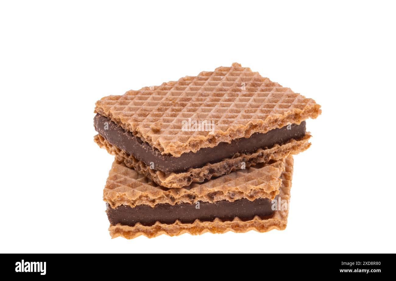 chocolate square wafers isolated on white background Stock Photo - Alamy