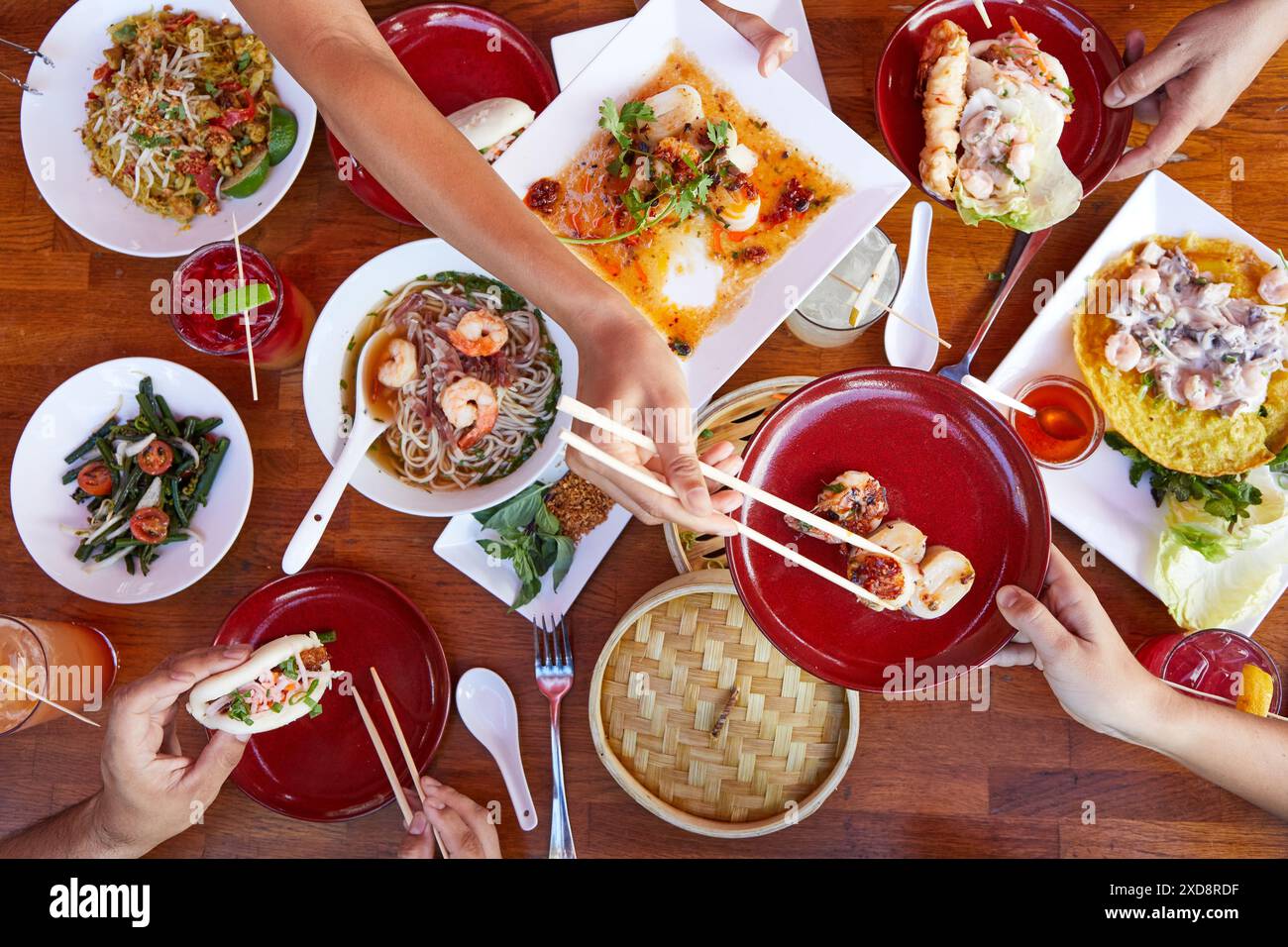 Gourmet Pan-Asian Meal at Five Star Restaurant in Hawaii Stock Photo ...