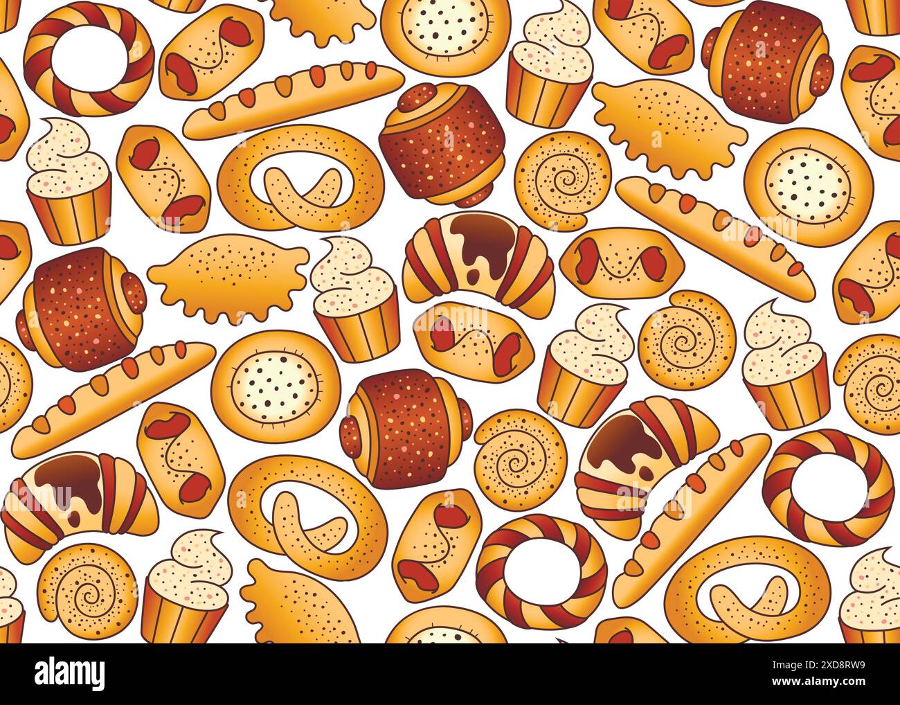 Seamless background with bakery products Stock Vector Image & Art - Alamy