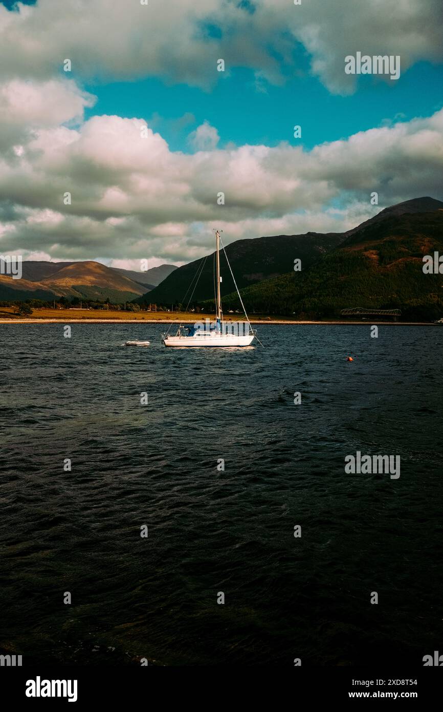 Anchored sailboat in Glencoe waters Stock Photo - Alamy