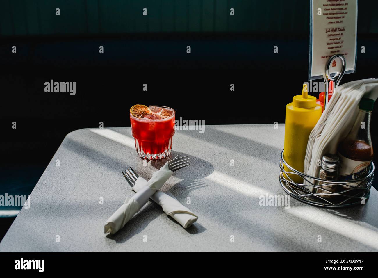 Condiments on diner table hi-res stock photography and images - Alamy