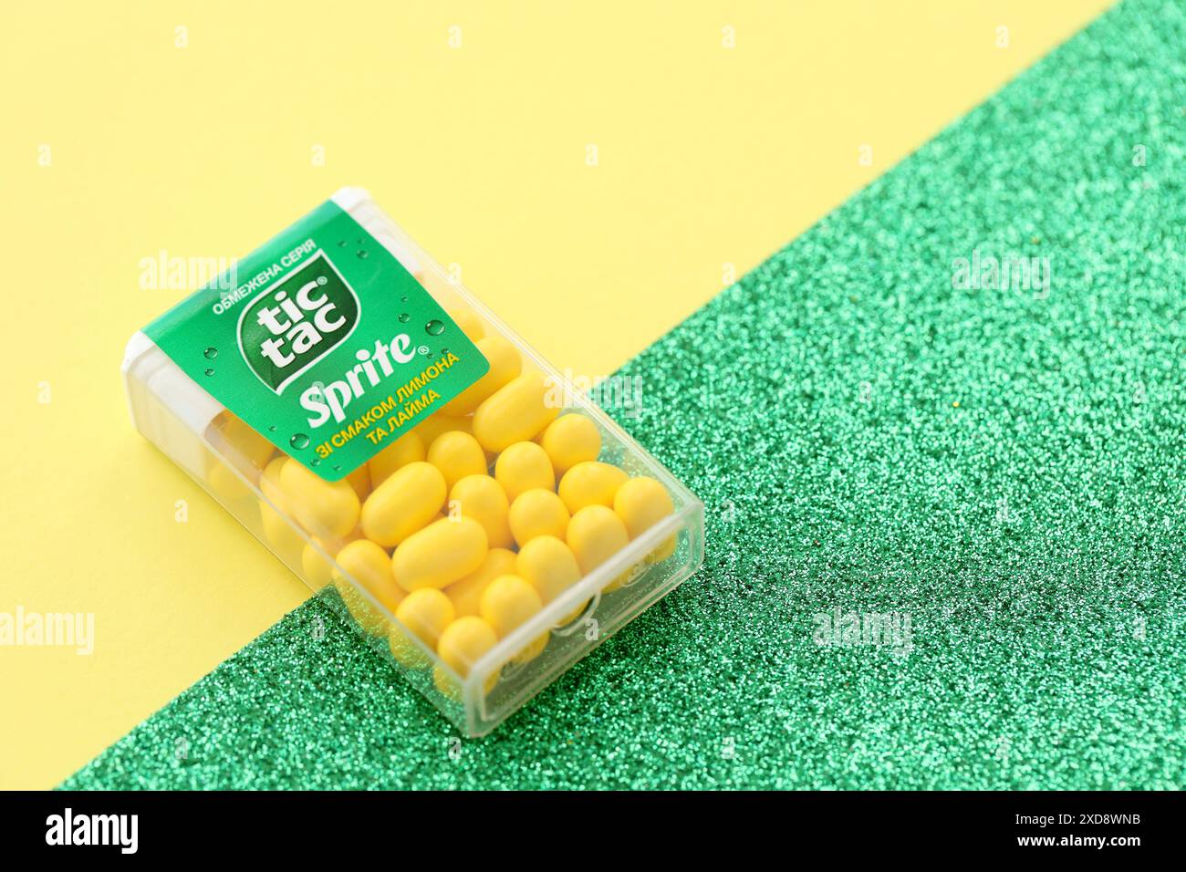 KYIV, UKRAINE - APRIL 20, 2024 Tic Tac hard mints limited series Sprite ...