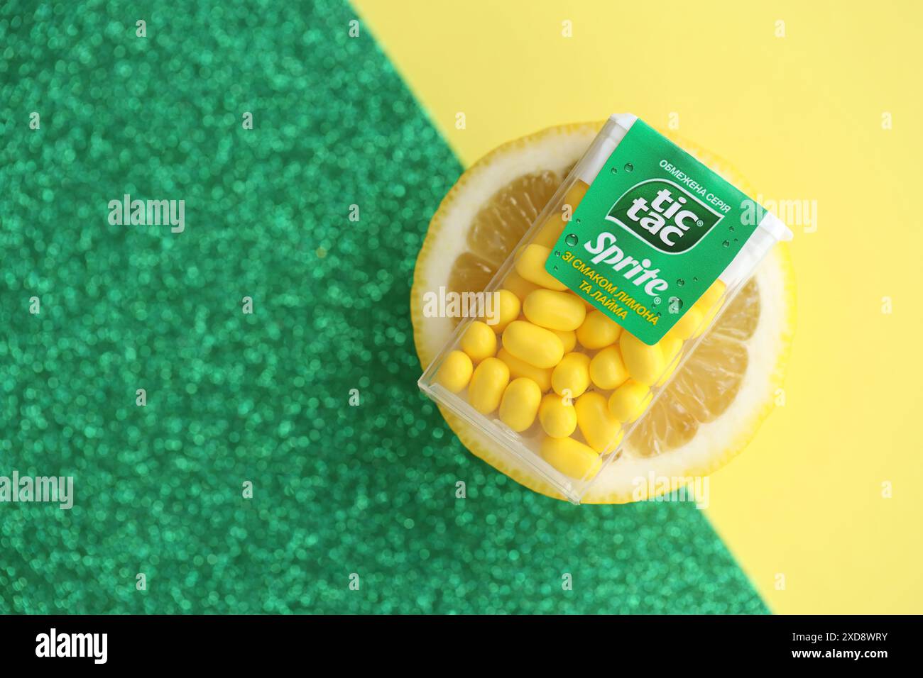 KYIV, UKRAINE - APRIL 20, 2024 Tic Tac hard mints limited series Sprite ...