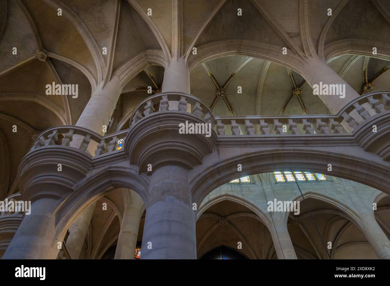 Columns in the nave in the interior of the Church of Saint-Étienne-du ...