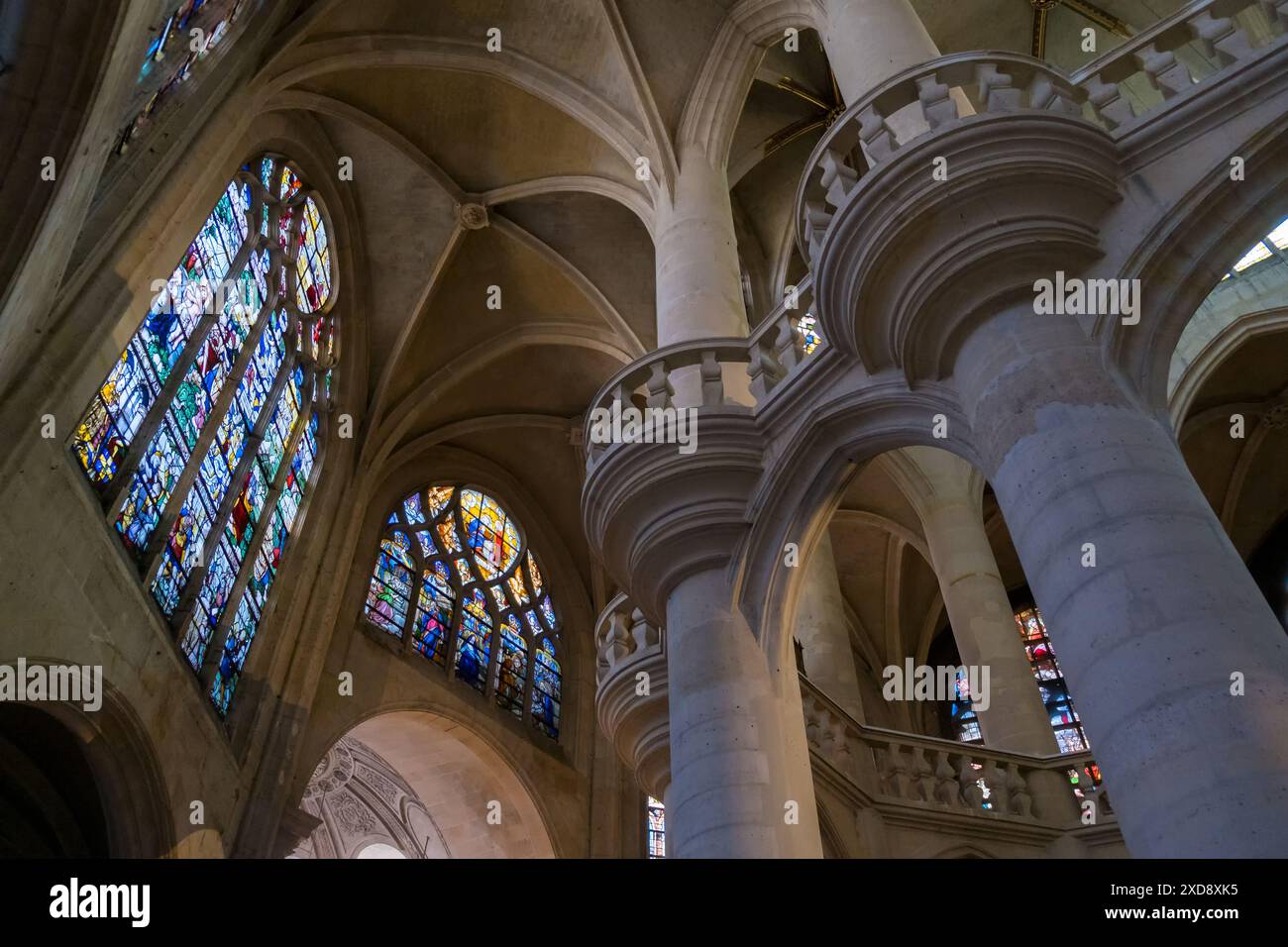 Columns in the nave in the interior of the Church of Saint-Étienne-du ...