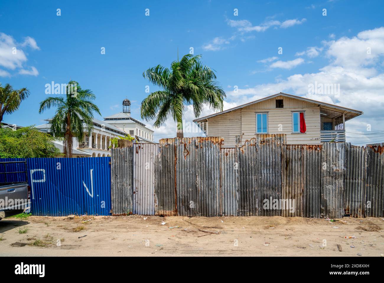 Street scene in a residential area in Paramaribo, Suriname Stock Photo ...