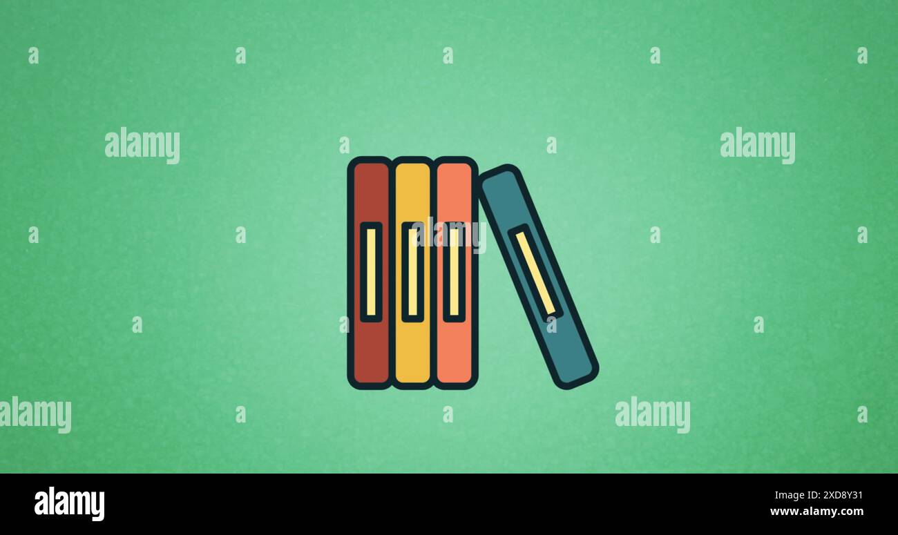 Image of school books icon over green background Stock Photo - Alamy