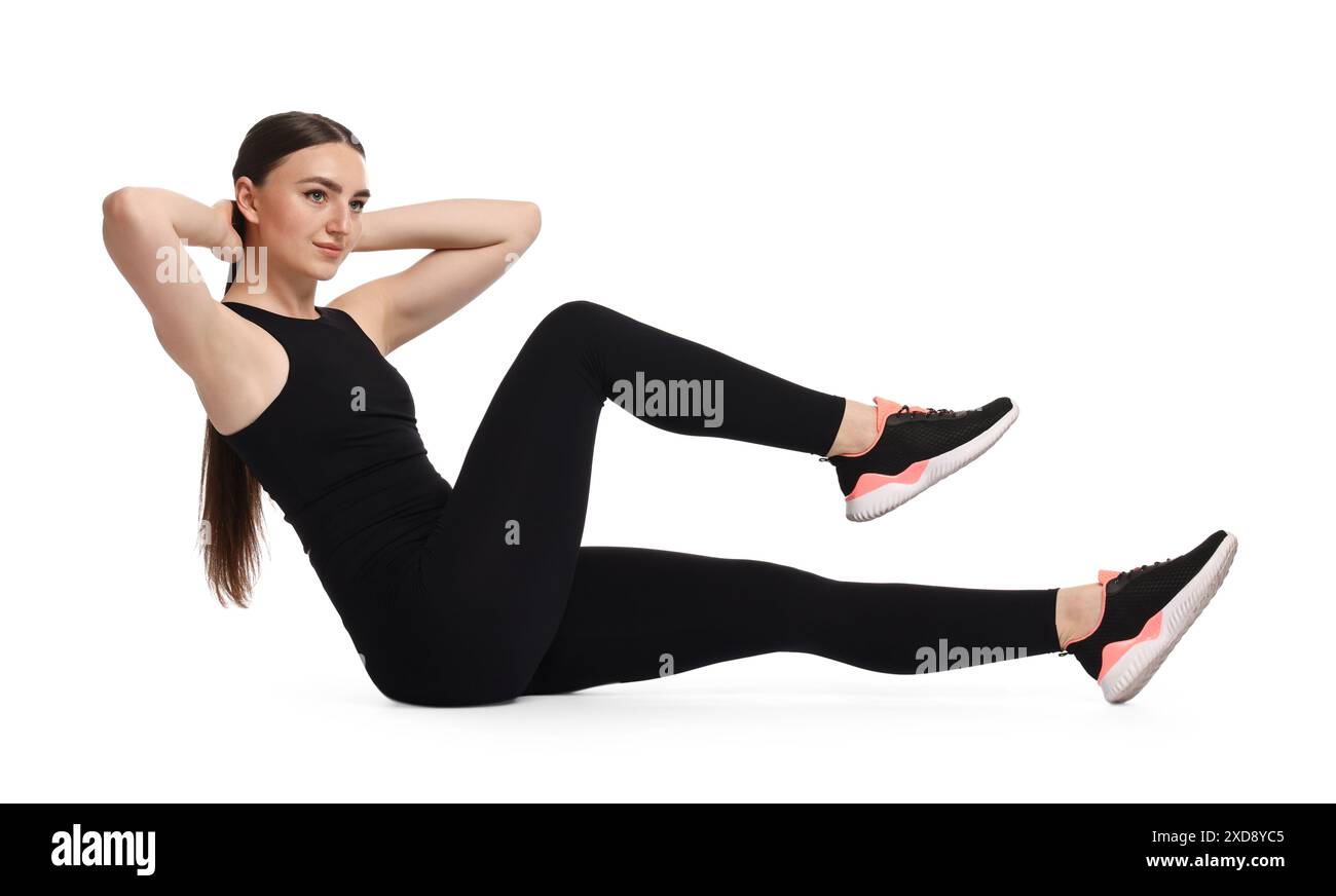 Young woman doing muscle Cut Out Stock Images & Pictures - Alamy