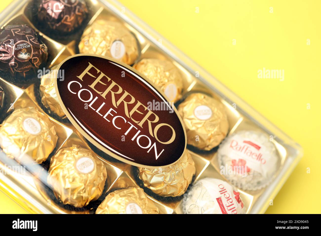 KYIV, UKRAINE - APRIL 20, 2024 Ferrero collection chocolate products ...