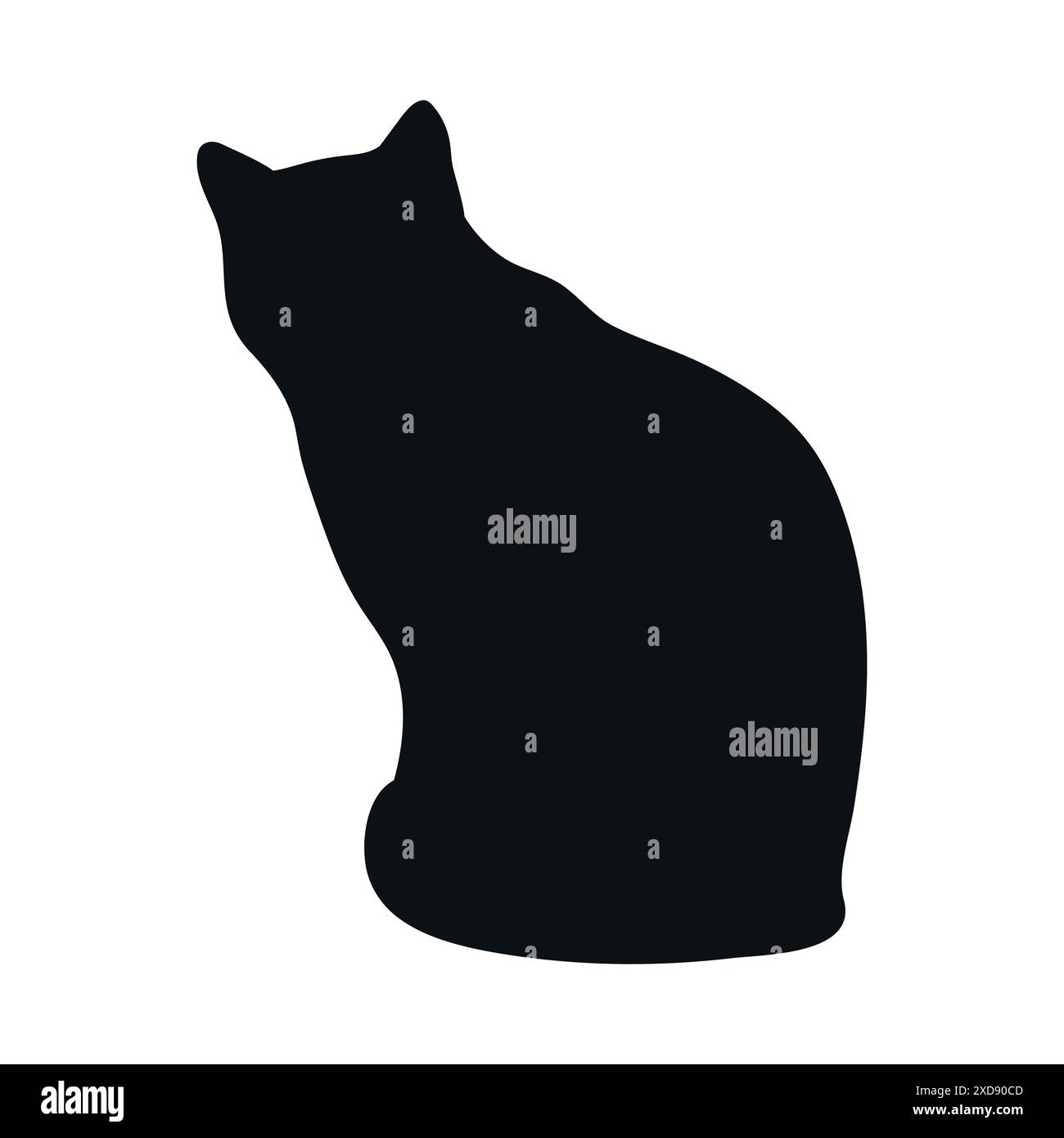 Sitting cat silhouette isolated on white background. Pet shadow. Vector ...