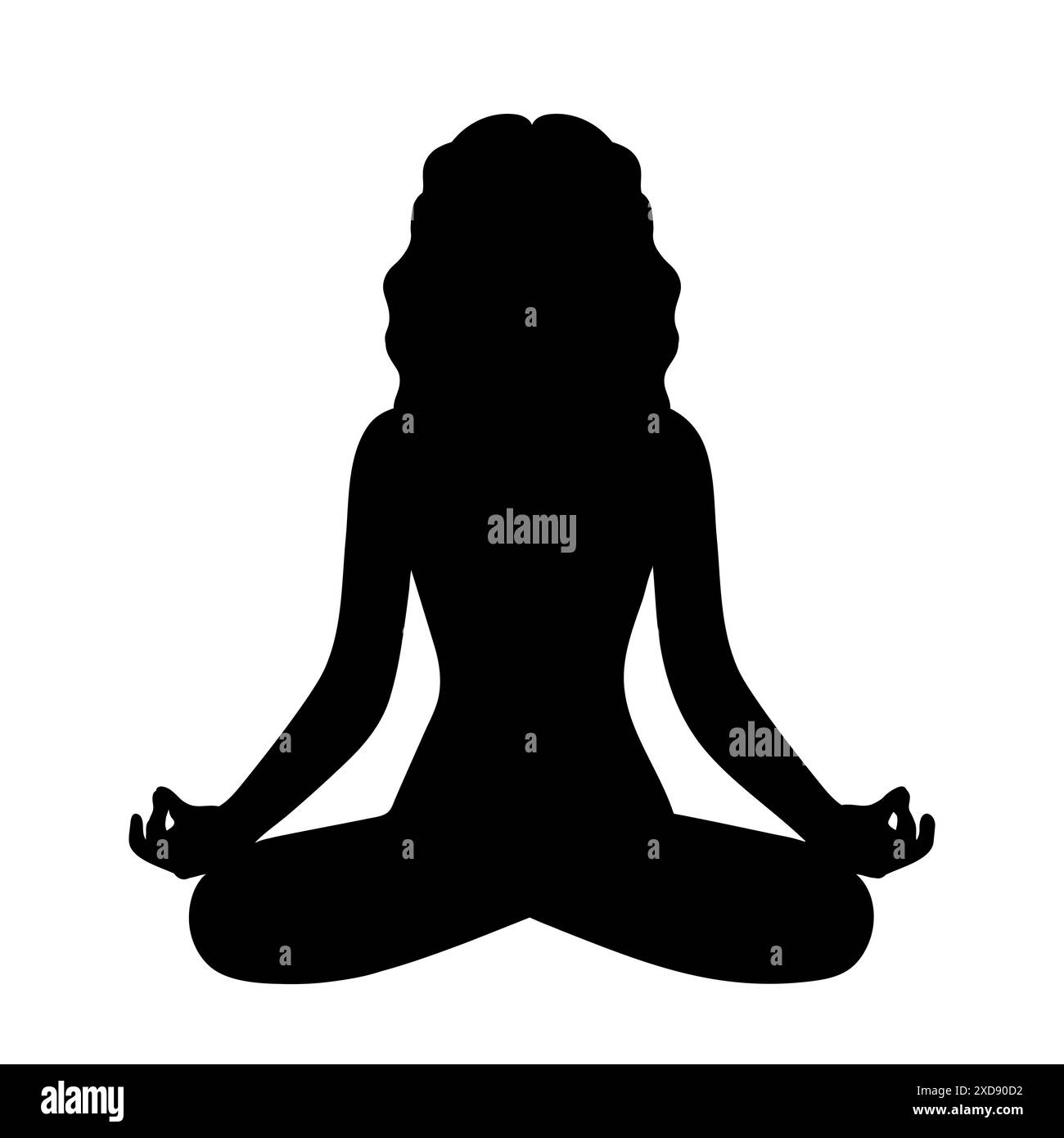 Abstract meditating woman silhouette. Female sitting in lotus position ...