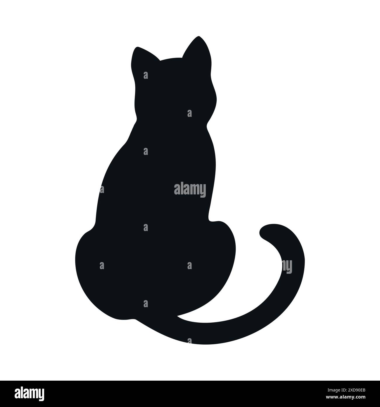 Simple sitting cat silhouette isolated on white background. Feline ...