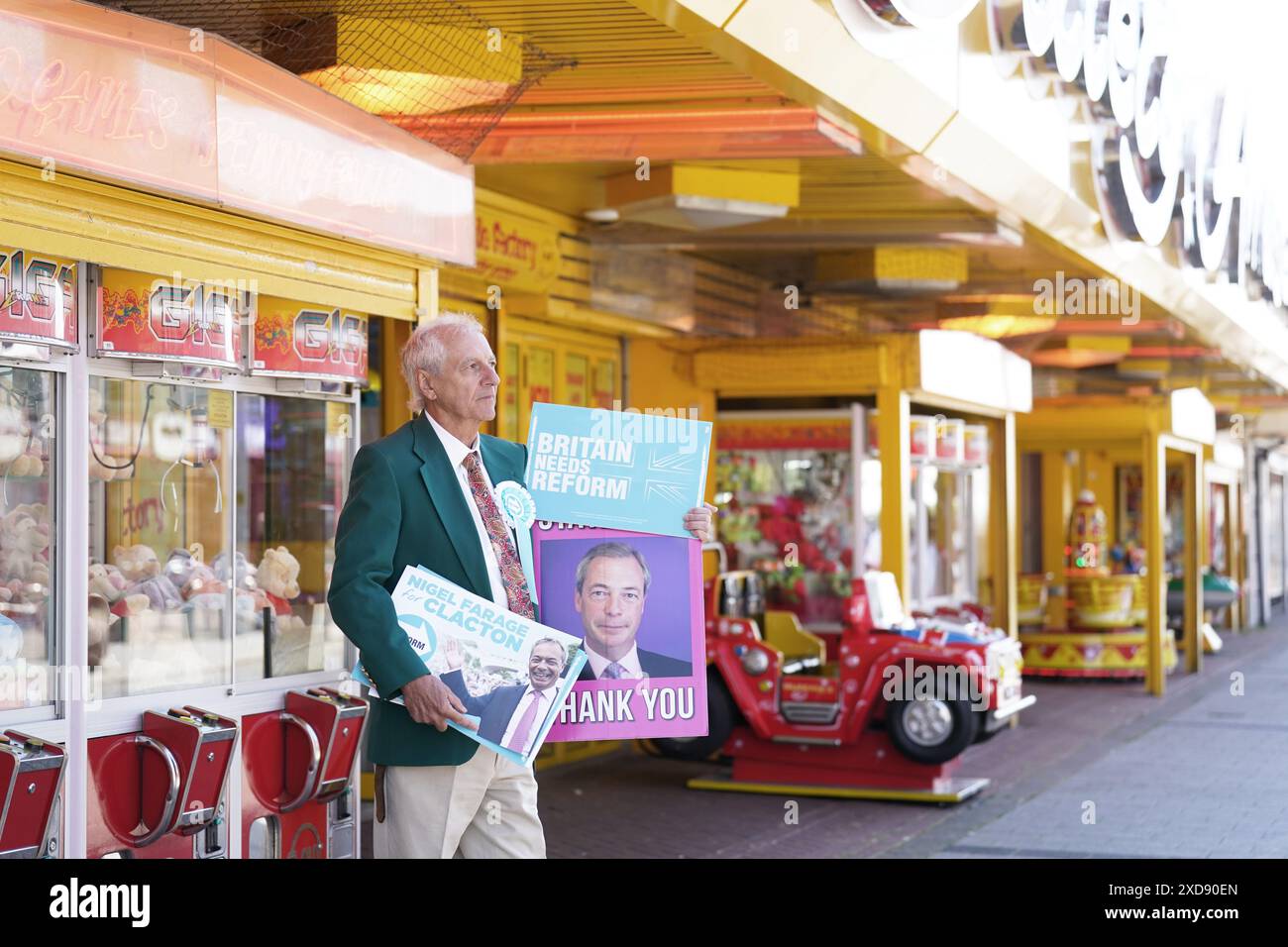 A Reform UK supporter in Clacton-on-Sea, Essex, while on the General ...