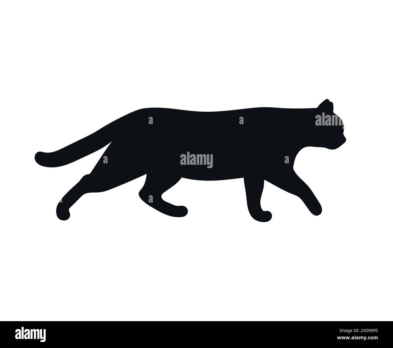 Walking cat silhouette isolated on white background. Feline pose ...