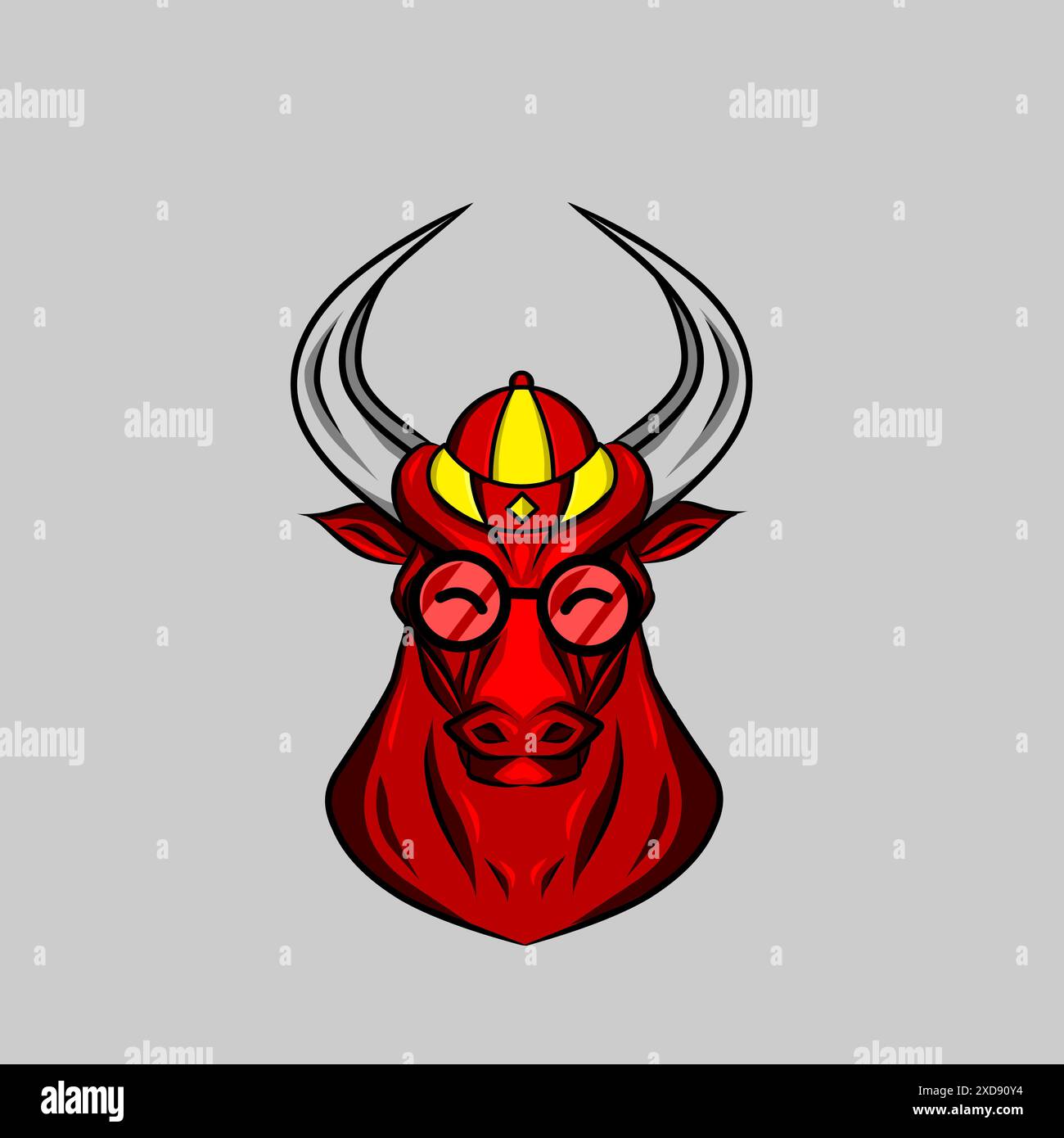Wild ox buffalo cow bull chinese zodiac sign symbol logo mascot on ...