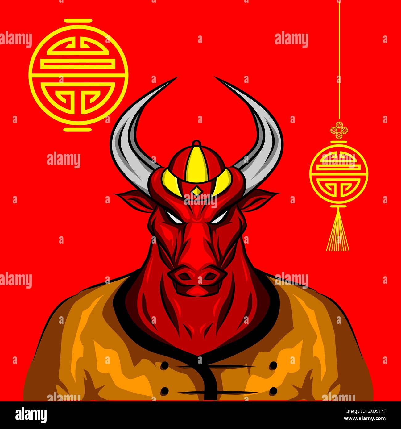 Wild ox buffalo cow bull chinese zodiac sign symbol logo mascot on ...