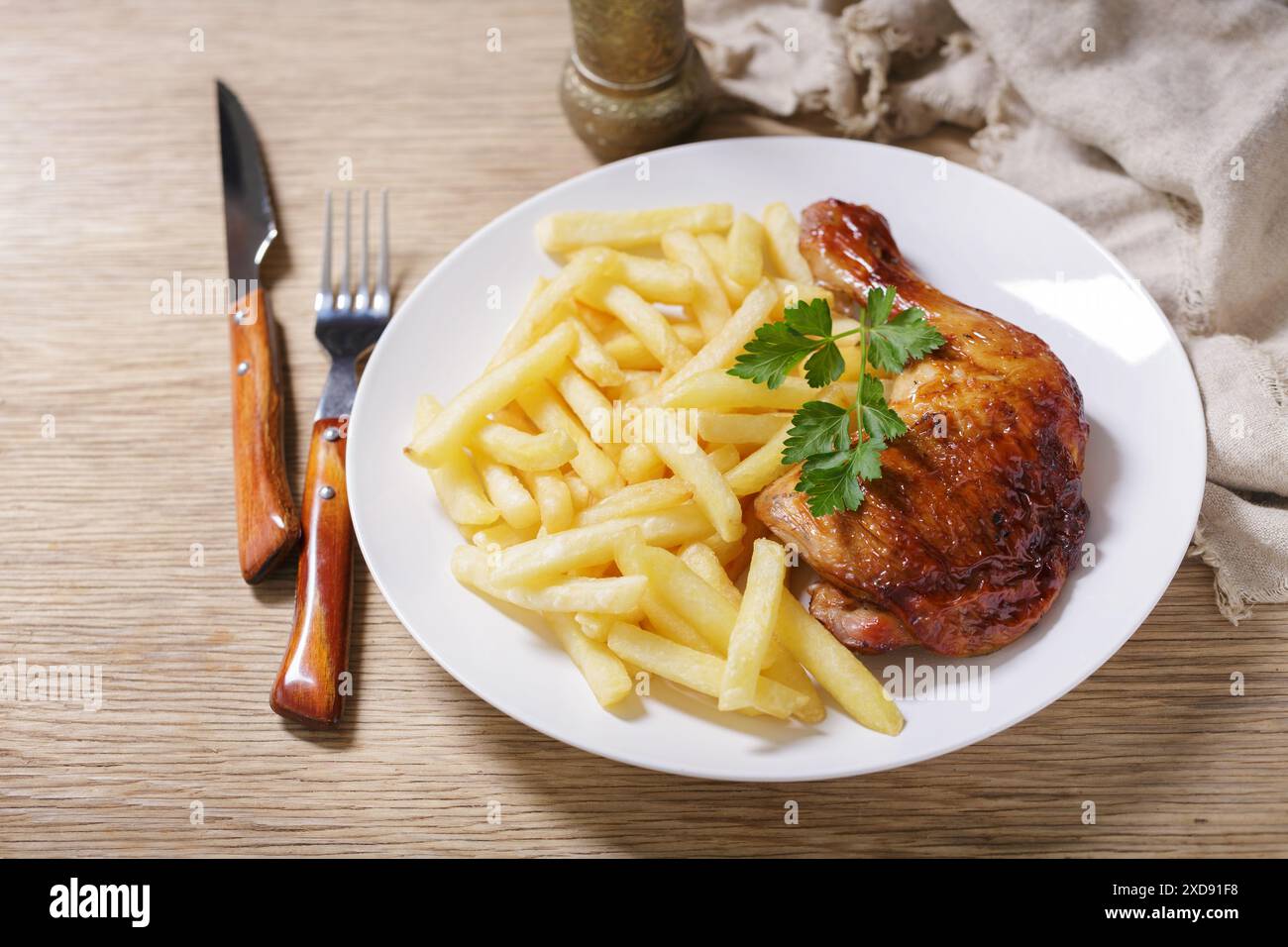 French fries chicken legs hi-res stock photography and images - Alamy