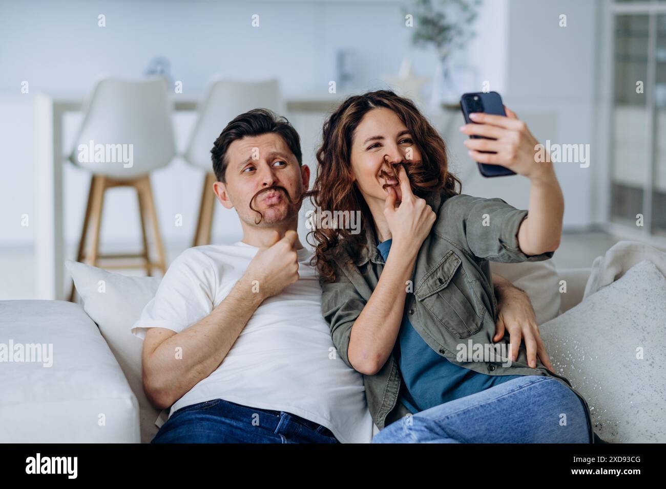 Woman makes mustache out hi-res stock photography and images - Alamy